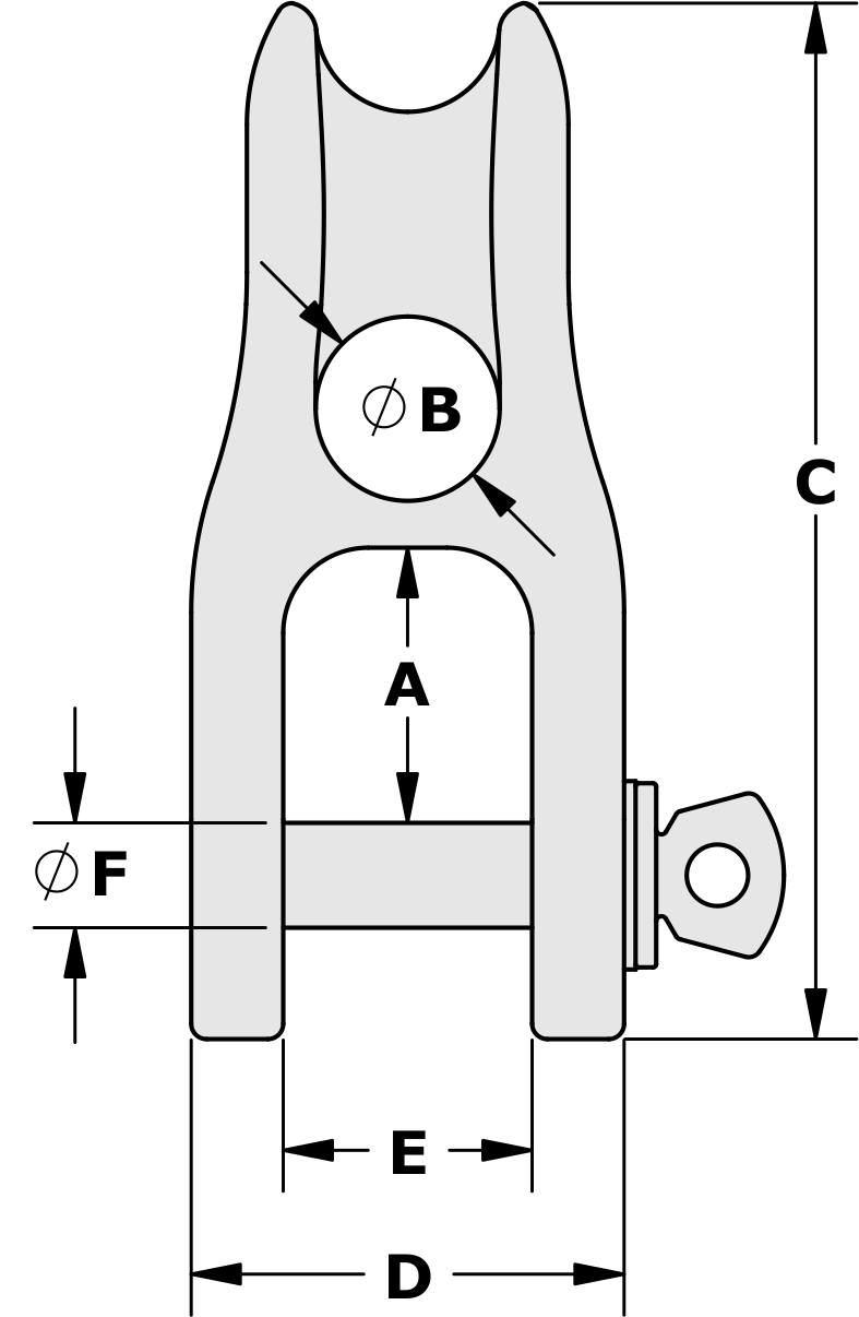 H20 Fixed Thimble Halyard Shackle - Tylaska Marine & Aerospace